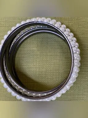 Jewelry | Classic White Pearlaccented Black Bangle Set Women Jewelry ...
